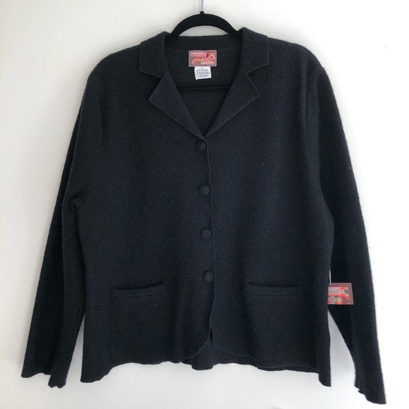 April Cornell | Jackets & Coats | Nwt April Cornell Black Wool Collared ...